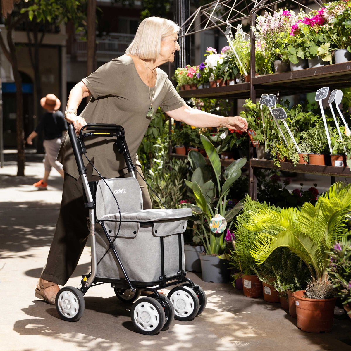 Carlett trillevogn med sete - Comfort, grå - Handlevogn